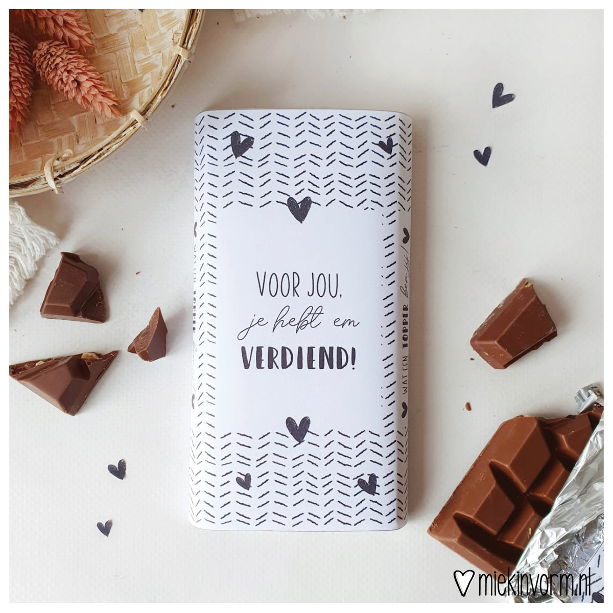 Printable | Chocoladewikkel | Voor jou, je hebt em verdiend! | MIEKinvorm